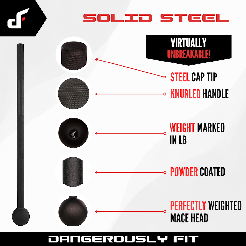 Steel Macebell Black Steel Club For Functional Strength Training & Full ...