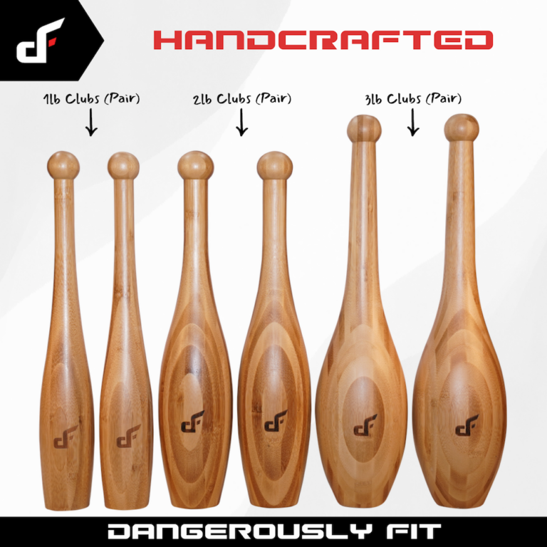 Indian Clubs - Bamboo Wood - 1lb, 2lb, 3b & 6lb
