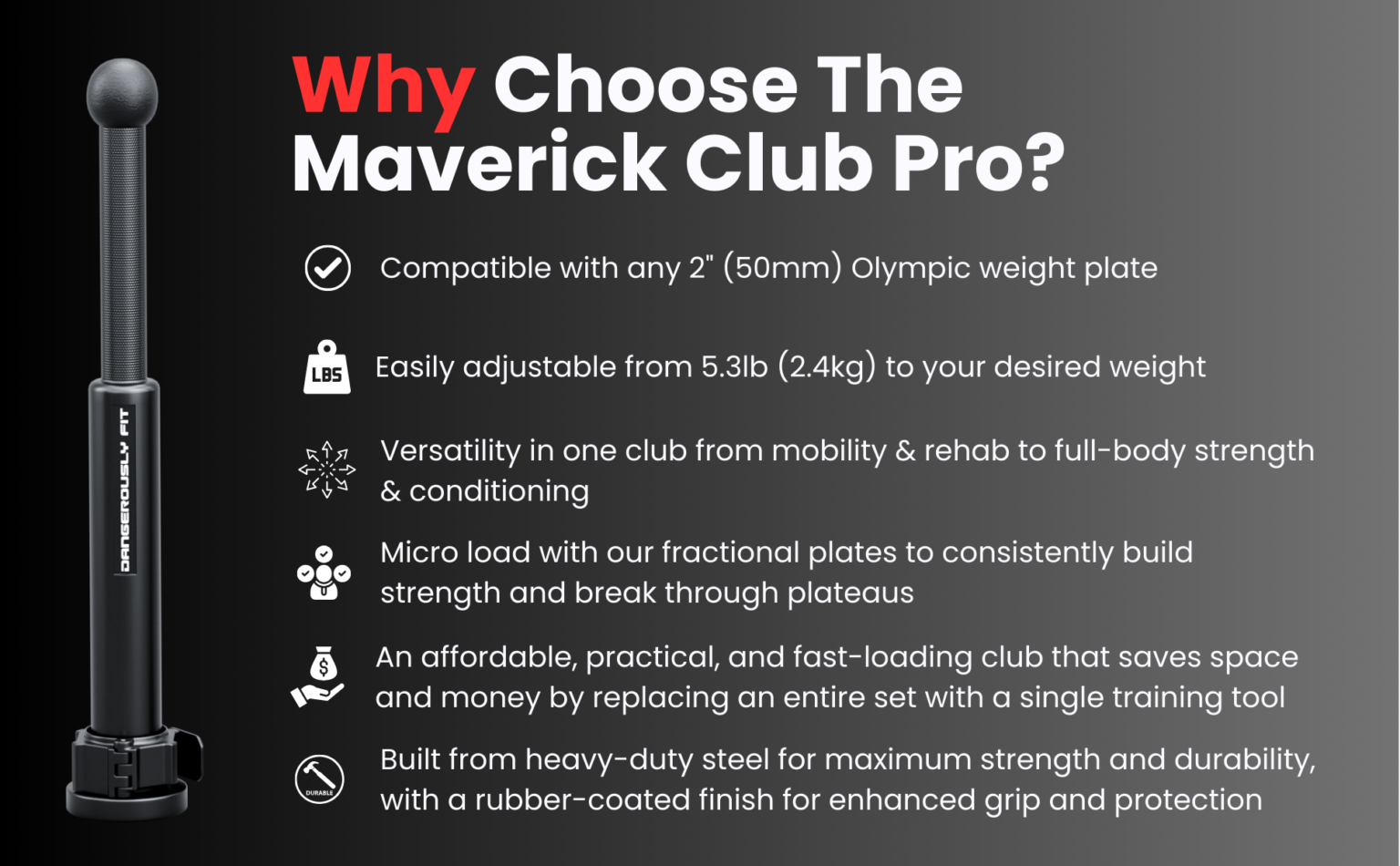 Maverick Club Pro - Adjustable Steel Club - Indian Club Bell