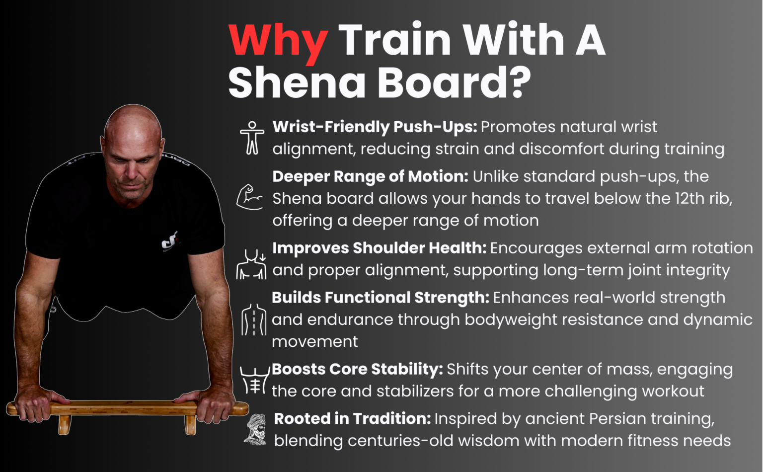 Shena Push Up Board - Persian Press Ups - Bamboo Wood
